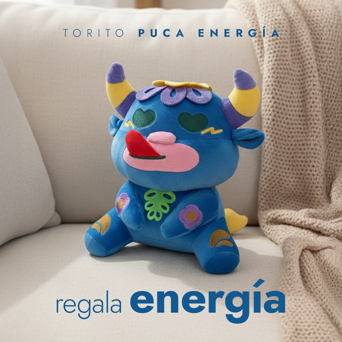 Peluche Torito Puca Energía (Azul) – Origen Peregrino